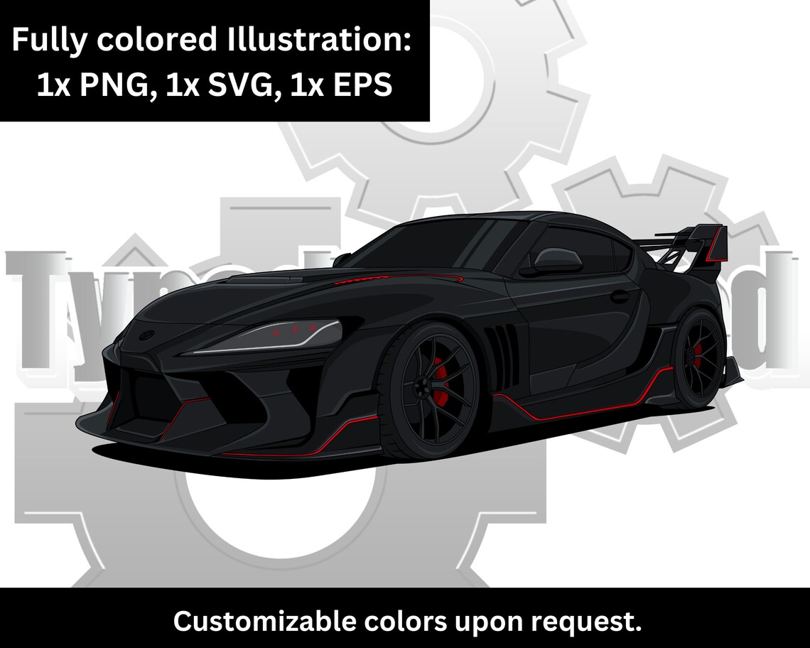 MK5 Supra Hycade | JDM Car Colored Clipart Vector Art Silhouette | Svg ...