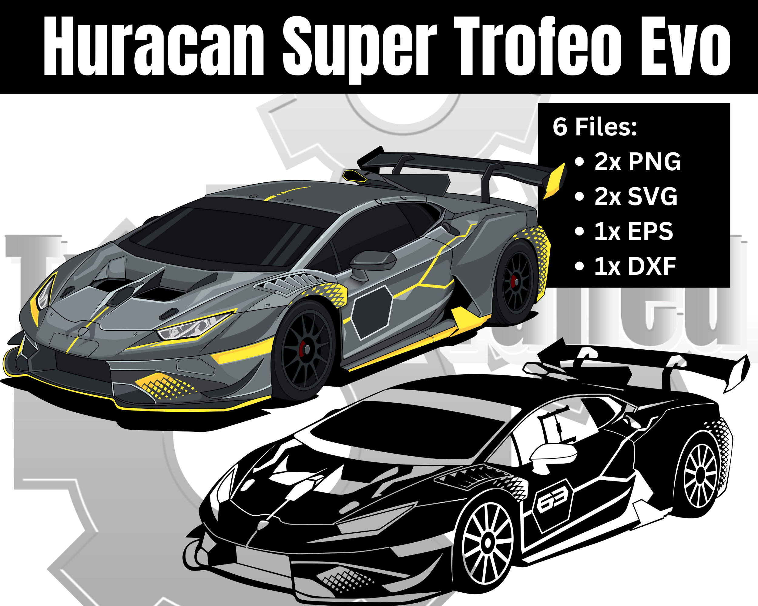 Huracan Super Trofeo | Lamborghini Custom Clipart Vector Art Silhouette ...