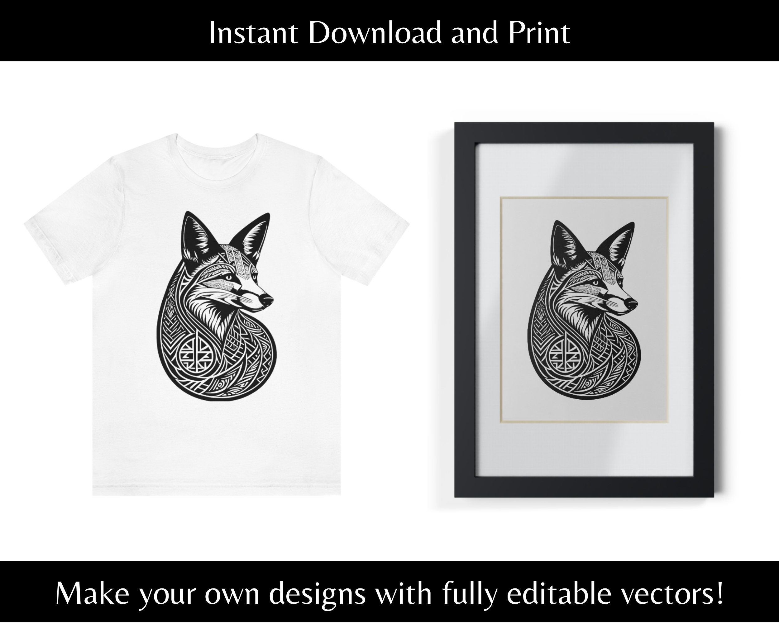 Maori Fox | Native Fox Tattoo Animal Clipart Vector Art Silhouette ...
