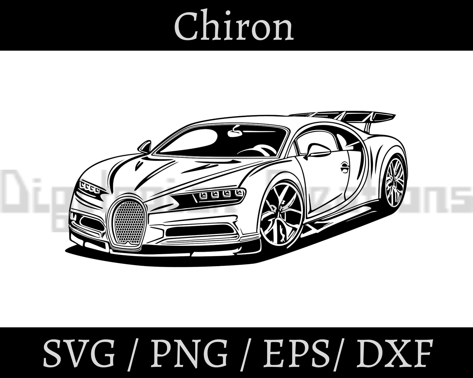 Bugatti Chiron Car Inspired Clipart Vector Art Silhouette | Svg, Png ...