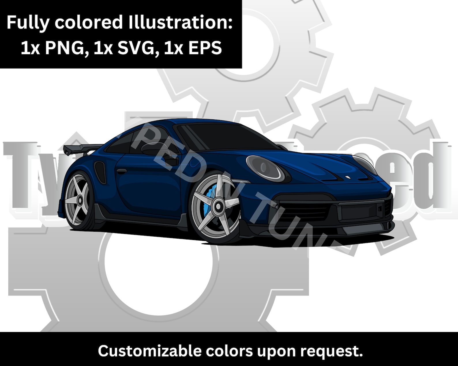 Porsche 911 | Modded Car Clipart Vector Art Silhouette | Svg, Png, Dxf ...