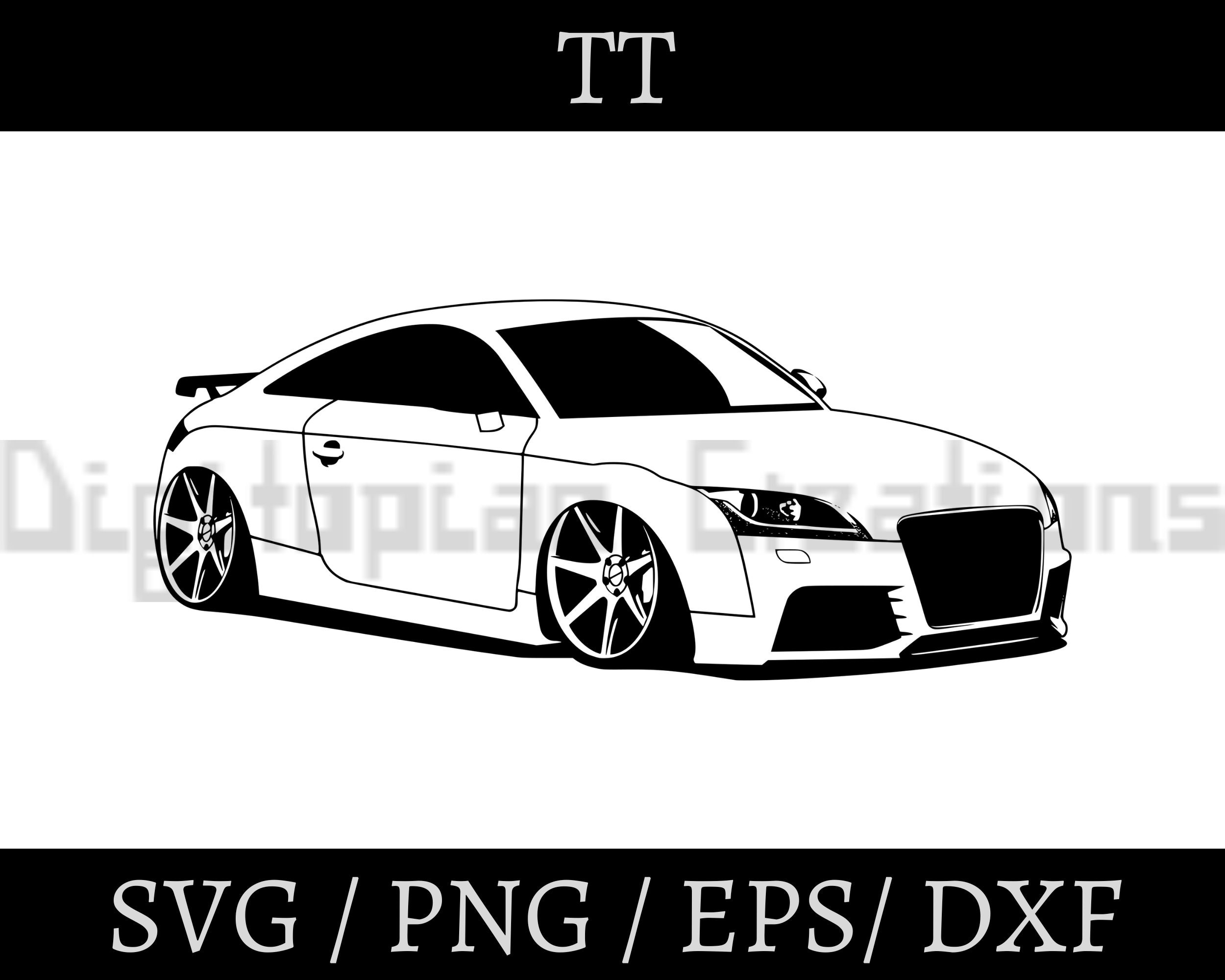 Audi TT Car Inspired Clipart Vector Art Silhouette 3x Variations, Svg, Png, Dxf, Eps Instant ...