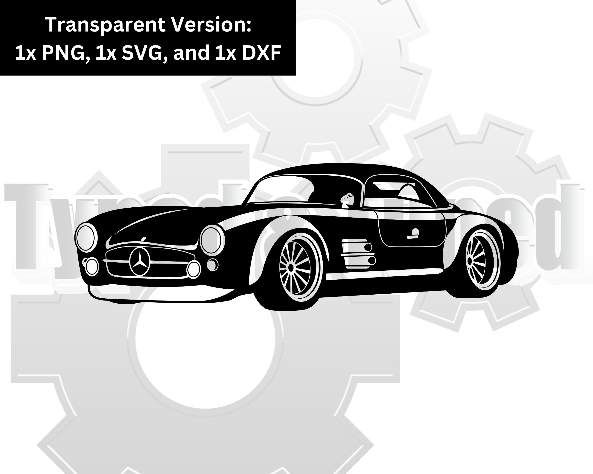 Mercedes 300SL Gullwing | Vintage Car Clipart Color Vector Art ...