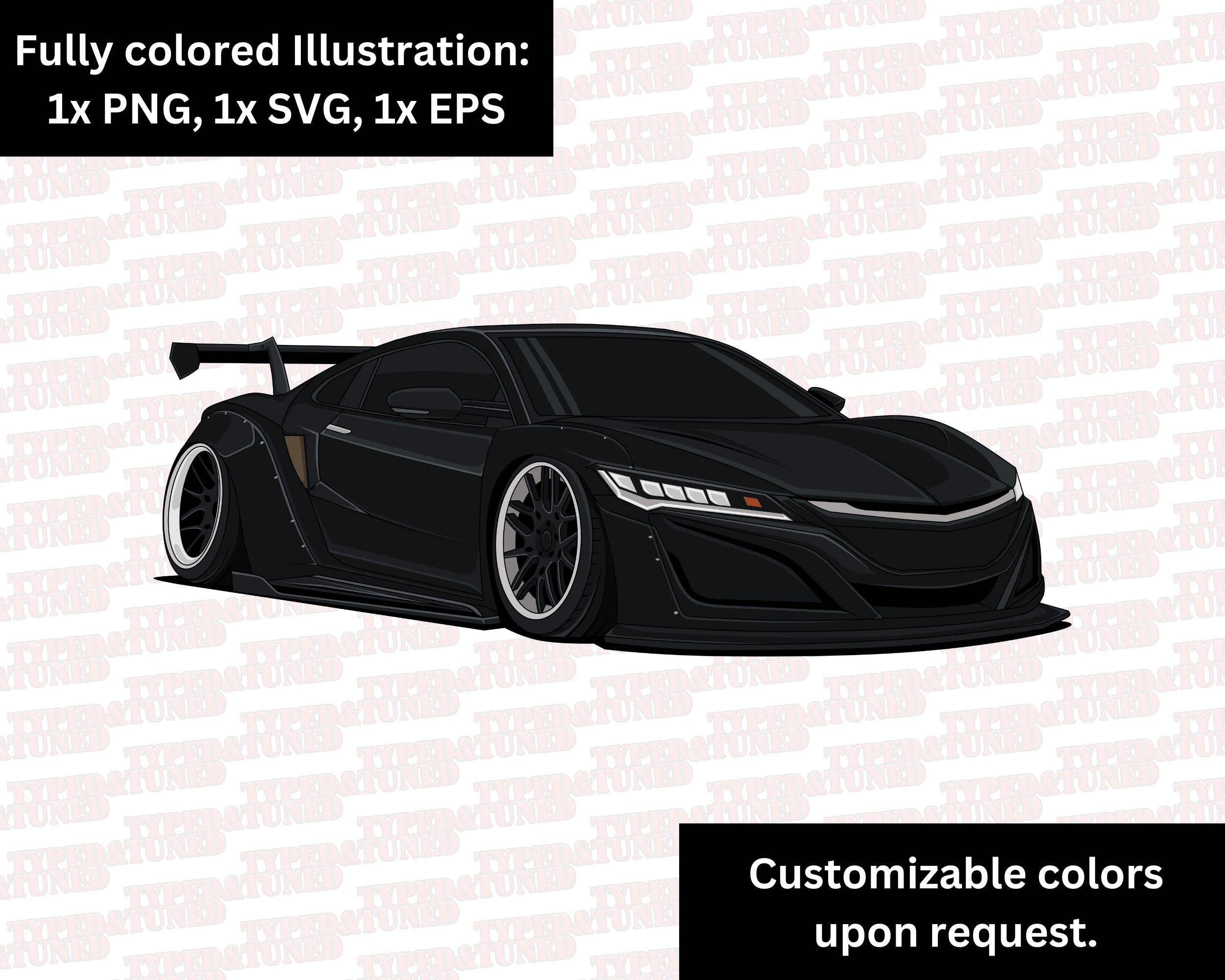 Acura NSX Liberty Walk | JDM Car Clipart Vector Art Silhouette | Custom ...