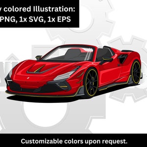 Mansory Ferrari F8 | Modified Sports Car Clipart Vector Art Silhouette ...