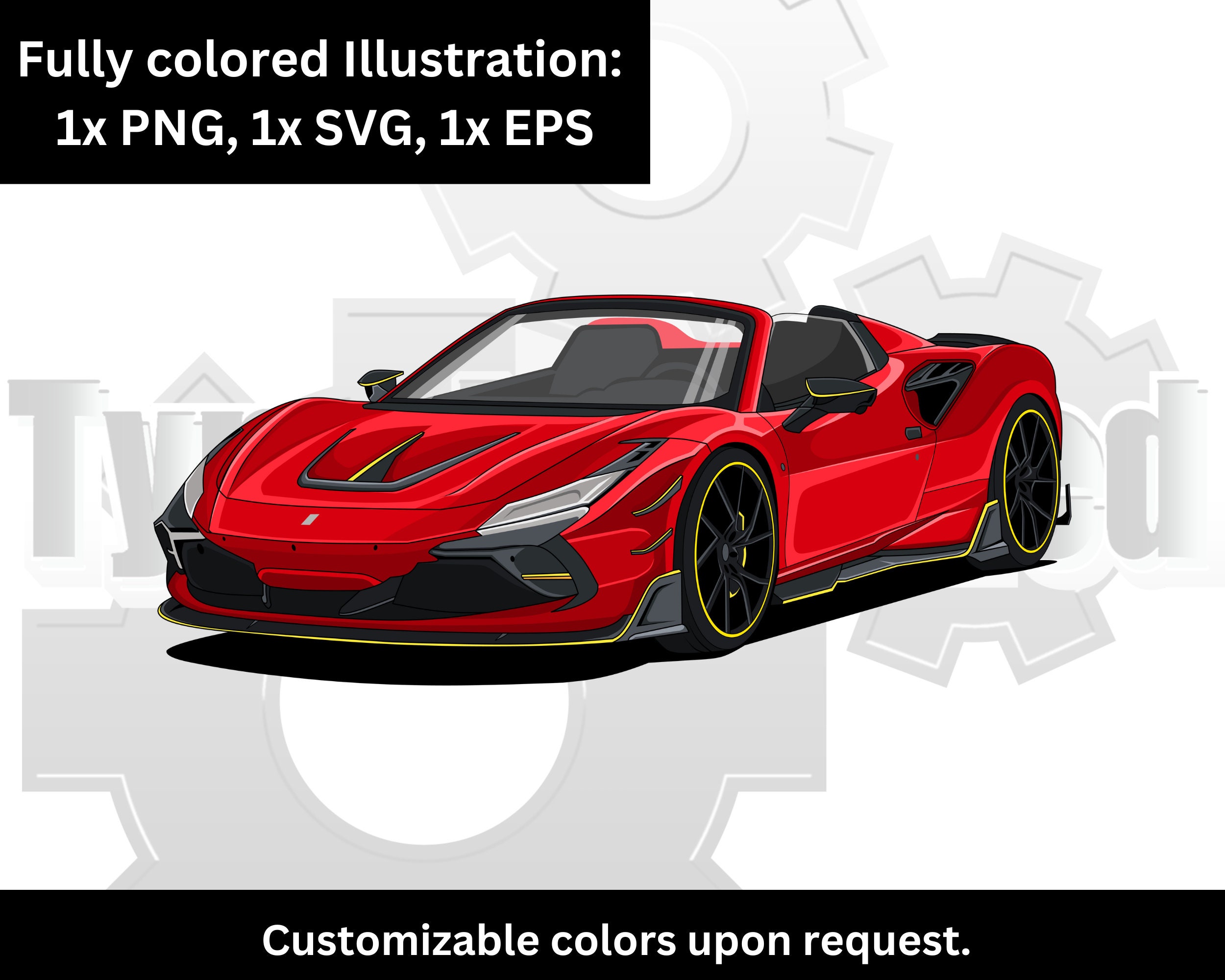 Mansory Ferrari F8 | Modified Sports Car Clipart Vector Art Silhouette ...