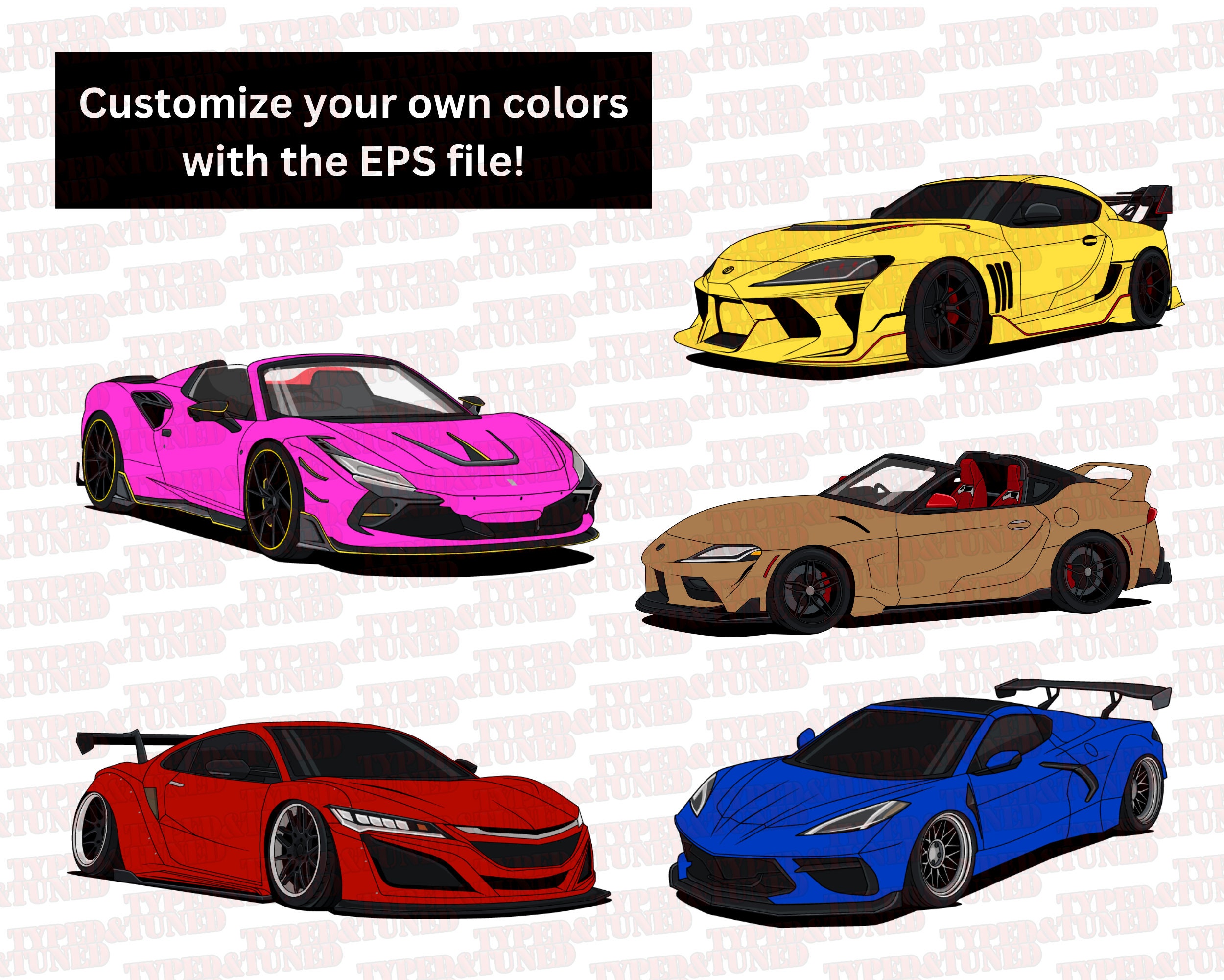 Mansory Ferrari F8 | Modified Sports Car Clipart Vector Art Silhouette ...