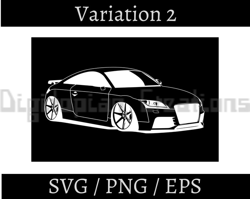Audi TT Car Inspired Clipart Vector Art Silhouette 3x Variations, Svg ...