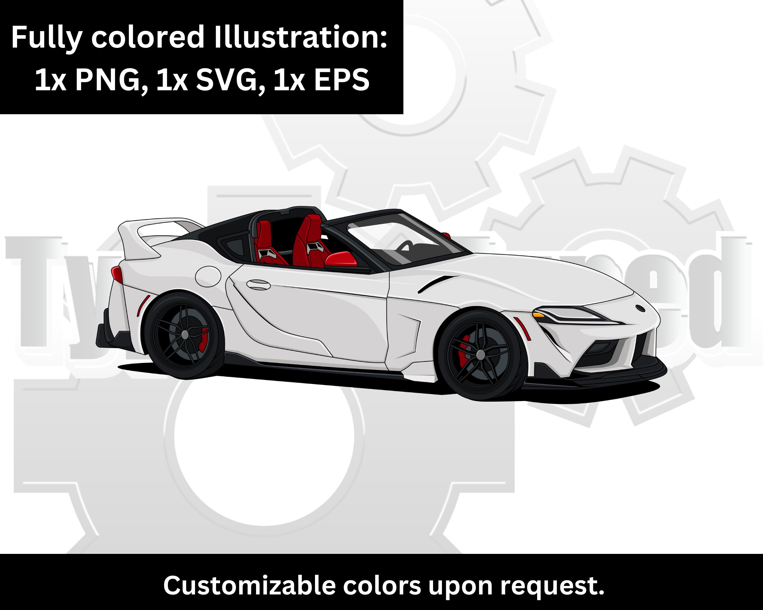 GR Supra Sport Top Convertible | JDM Car Custom Color Clipart Vector ...
