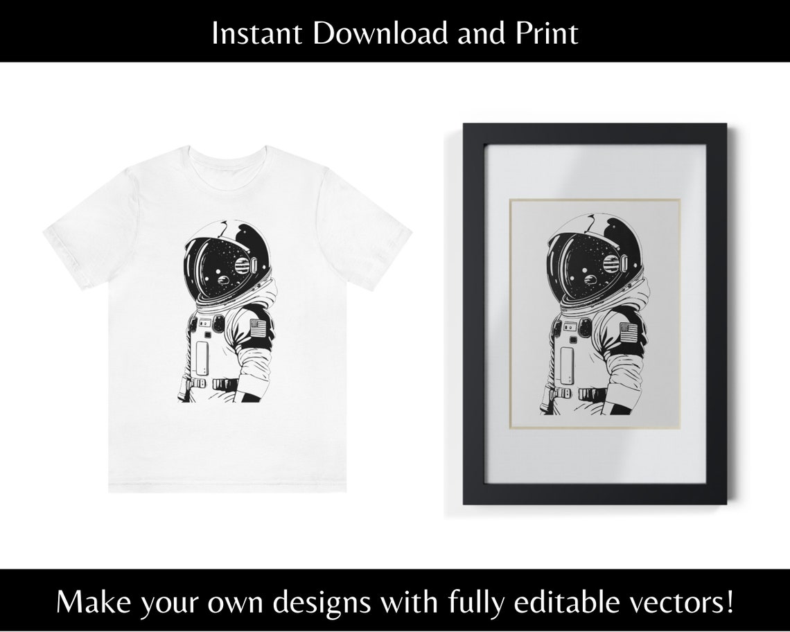 Astronaut Spaceman | NASA Space Inspired Clipart Vector Art Silhouette ...