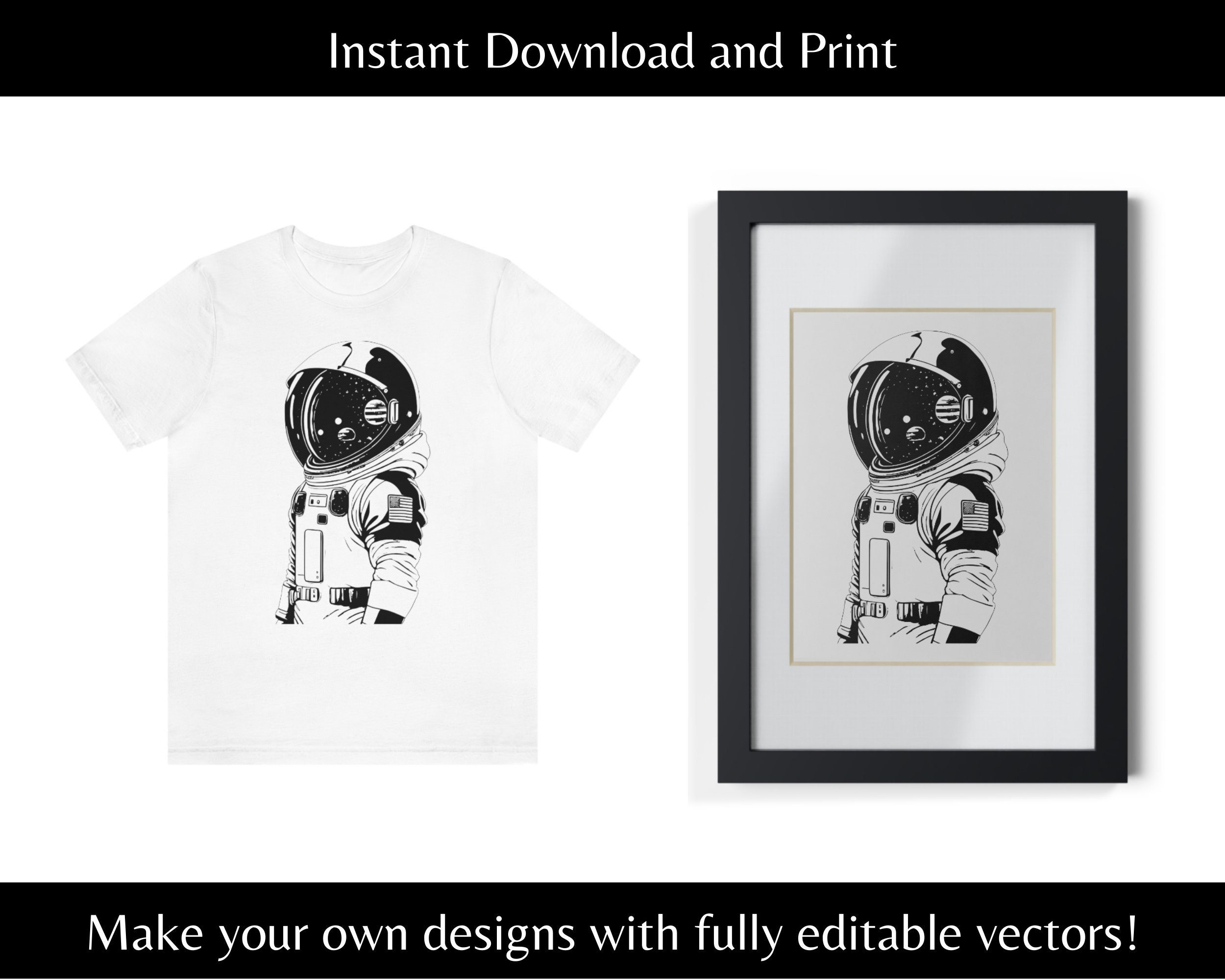 Astronaut Spaceman | NASA Space Inspired Clipart Vector Art Silhouette ...