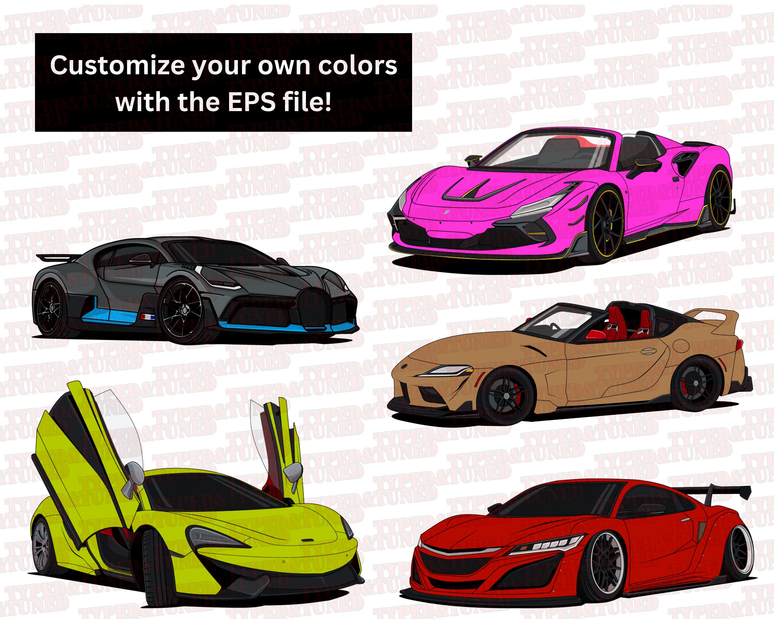 GR Supra Sport Top Convertible | JDM Car Custom Color Clipart Vector ...