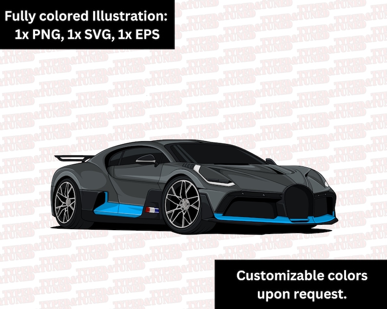 Bugatti Divo | Supercar Hypercar Colored Clipart Vector Art Silhouette ...