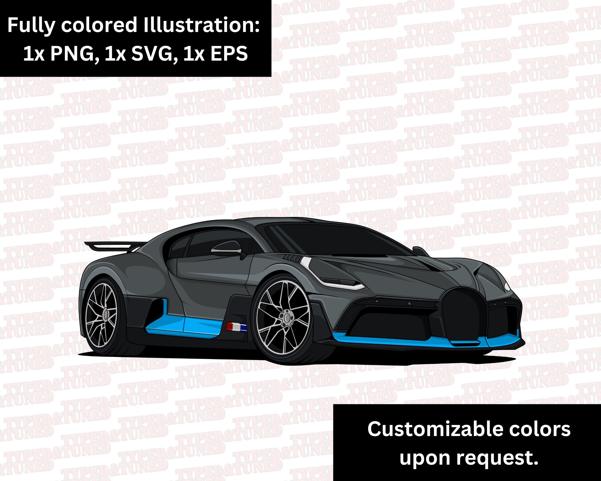 Bugatti Divo | Supercar Hypercar Colored Clipart Vector Art Silhouette ...