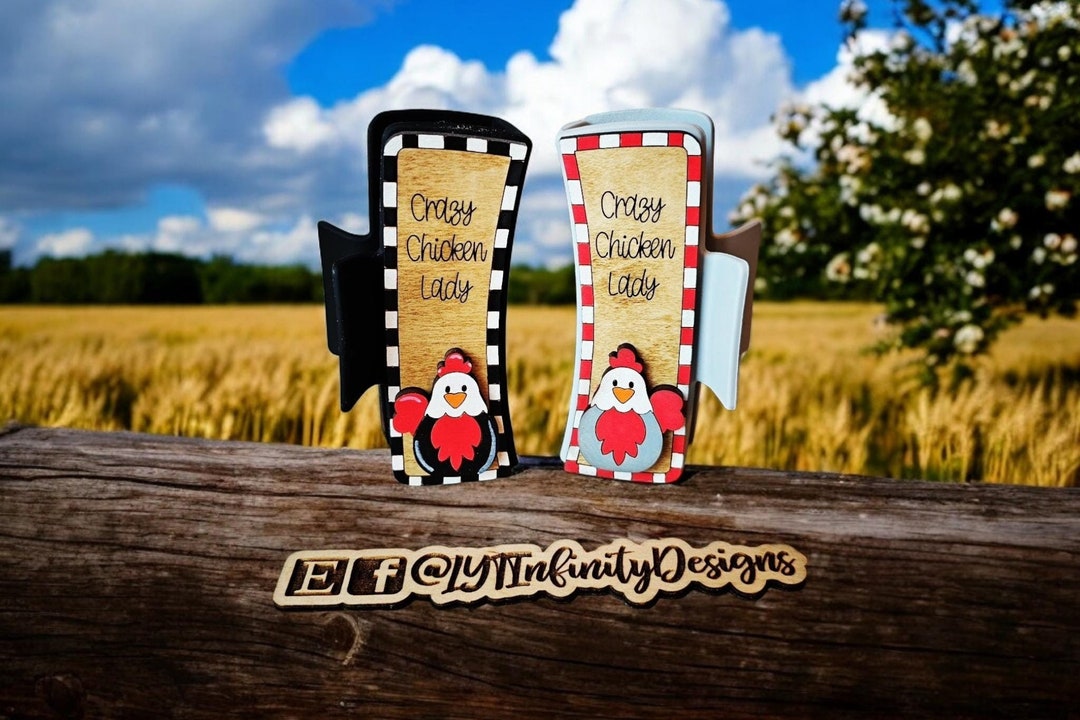 Hand Painted Crazy Chicken Lady Claw Clip - Etsy