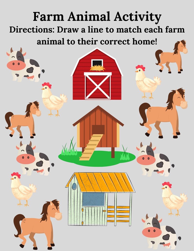 Farm Animal Activity for Kids - Etsy