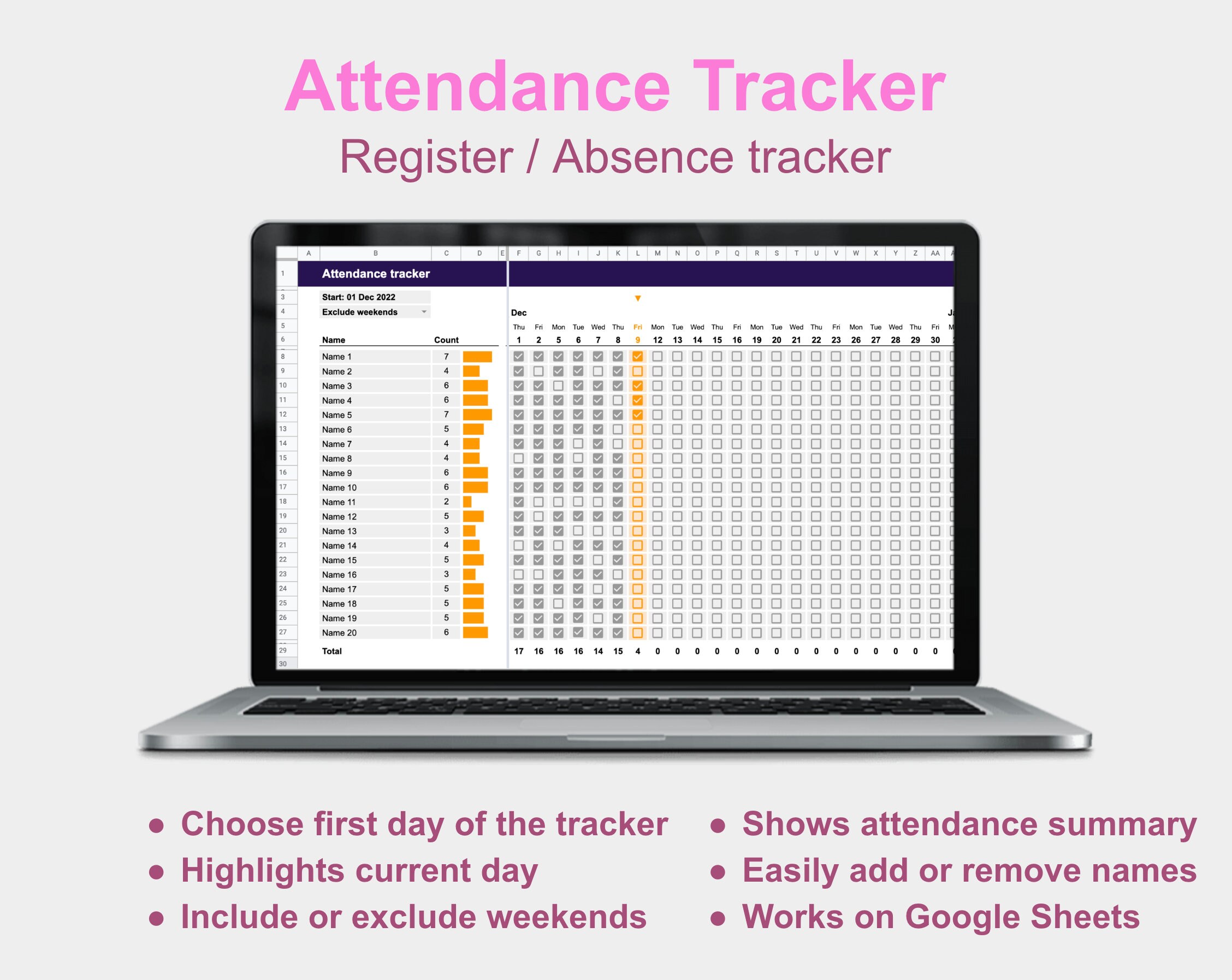 Attendance Tracker - Employees, Classroom, Absence Tracker - Etsy