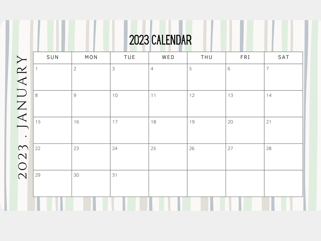 Gray Simple Minimalist Planner 2023 Calendar With PDF Fillable Fields ...
