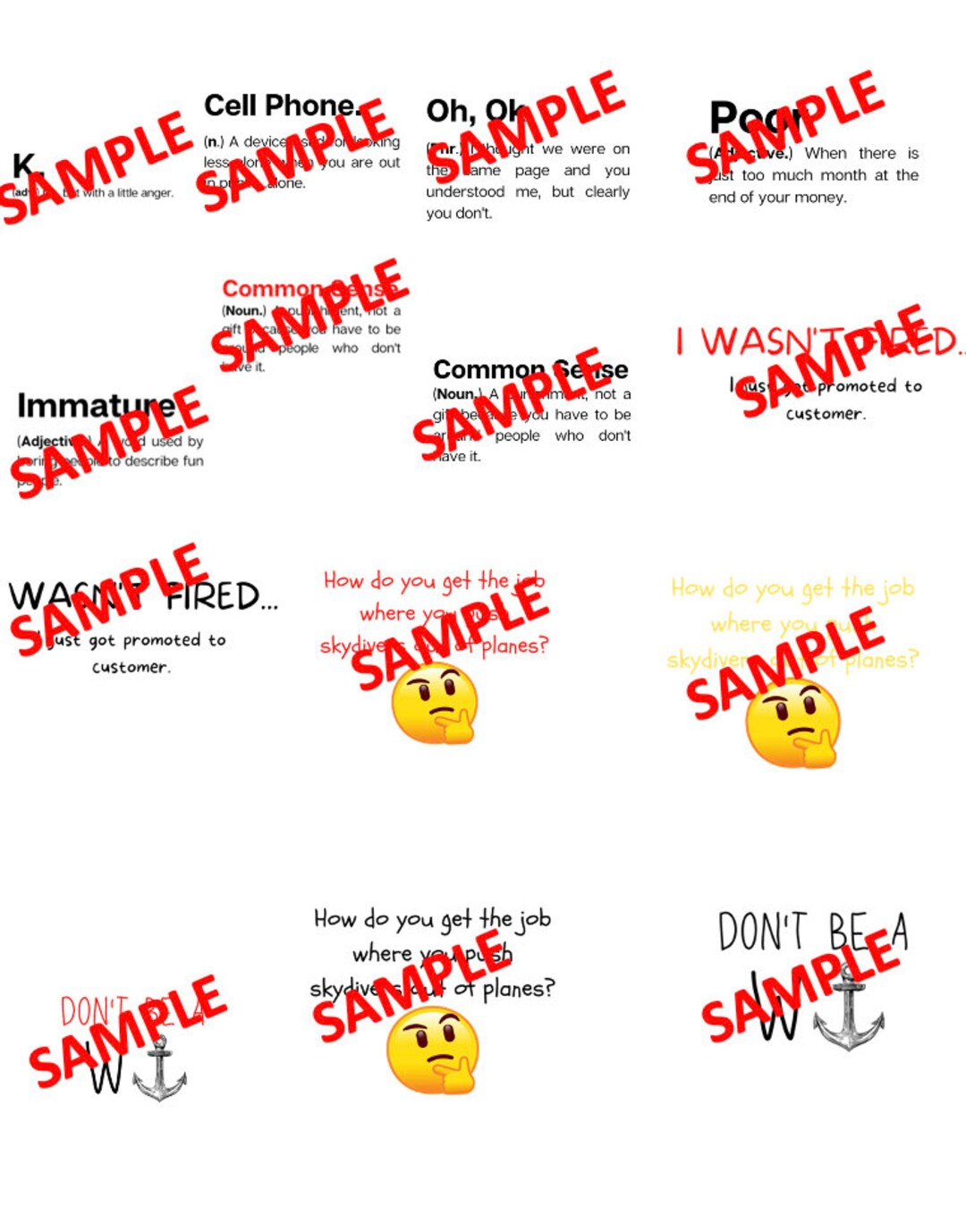 LOT of 25 Funny Definition Stickers in PNG and SVG for Decals, Shirts ...