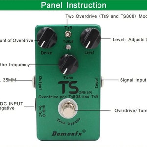 Demonfx TS Green Guitar Overdrive Distortion Screamer on TS9 TS808 2 in ...
