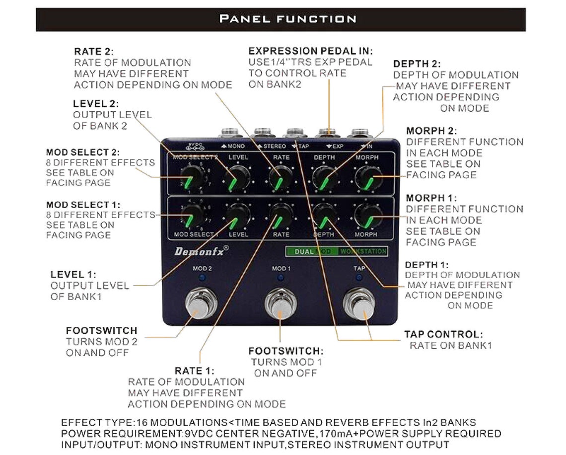 Demonfx DUAL MOD WORKSTATION Guitar Effect Pedal Numerous Options - Etsy