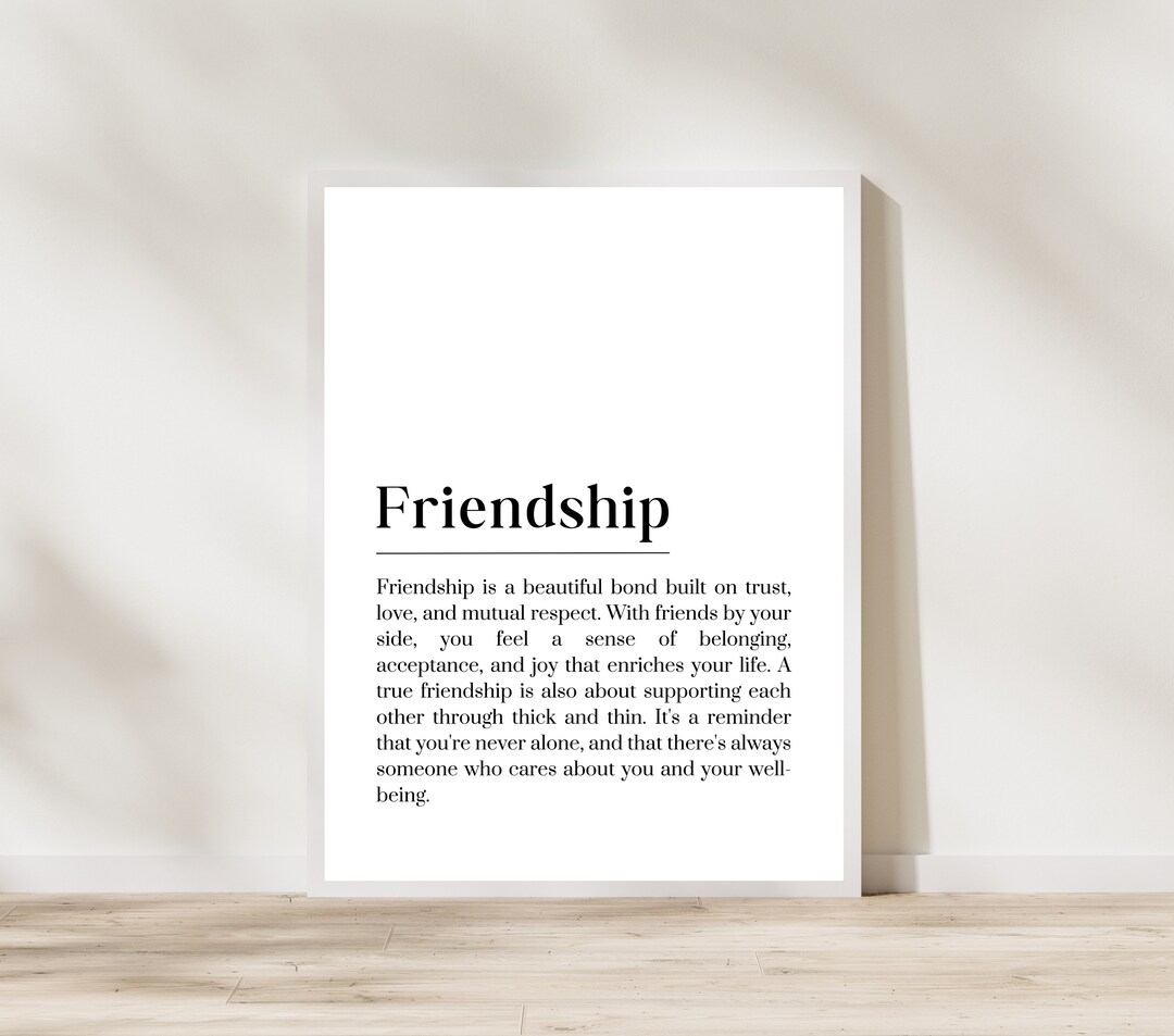 Friendship Definition- Friend Quote Decor-best Friend Gift- Gift for a ...