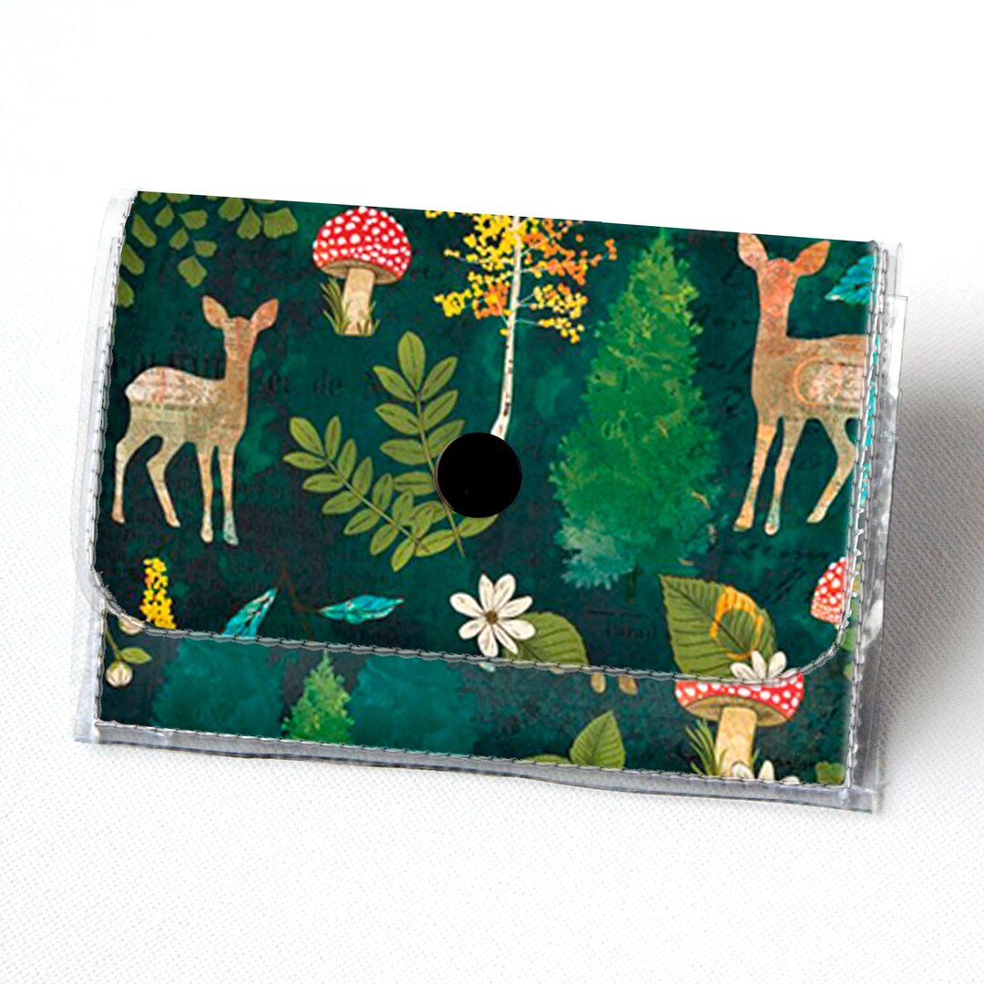 Small Vinyl Wallet Into the Woods / Paper and Vinyl Deer - Etsy