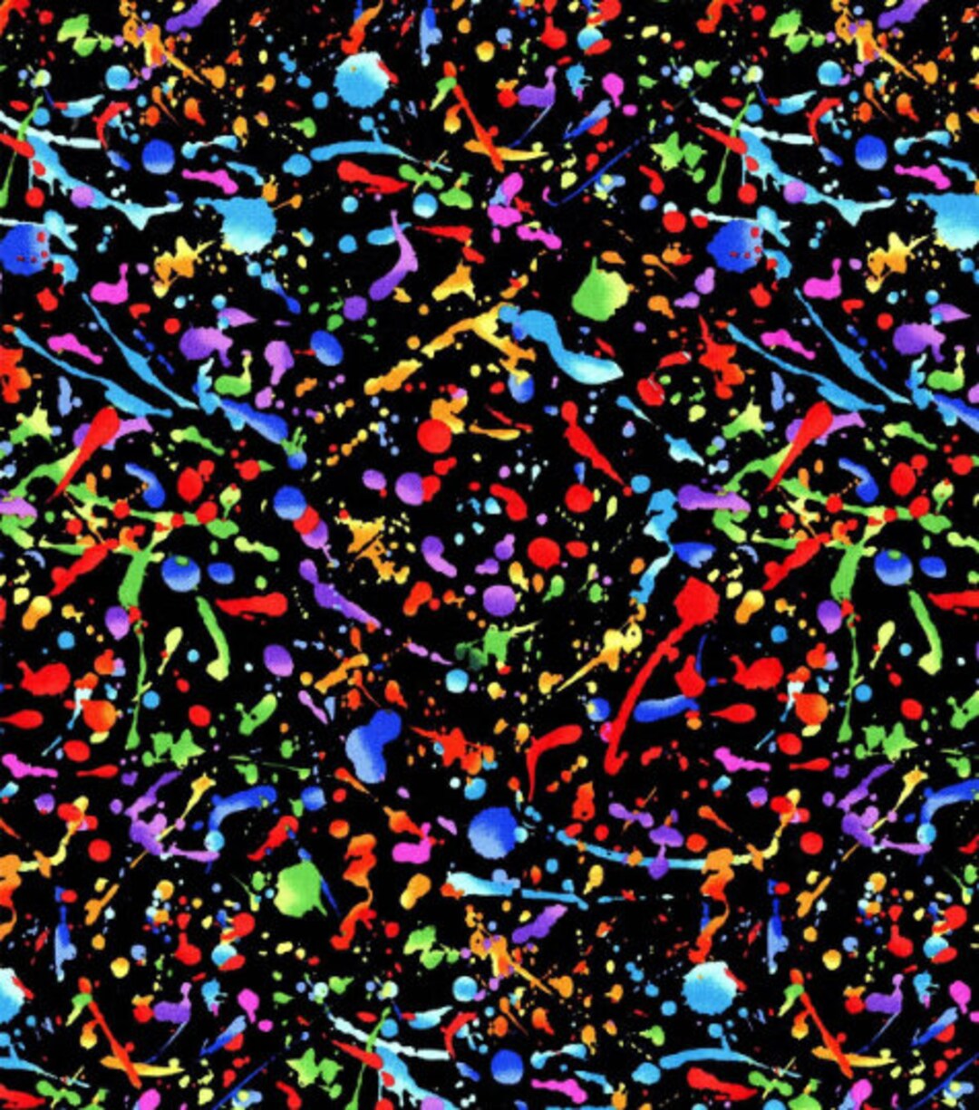 Premium Cotton Paint Splatter on Black Fabric 100% Cotton Fabric - Etsy