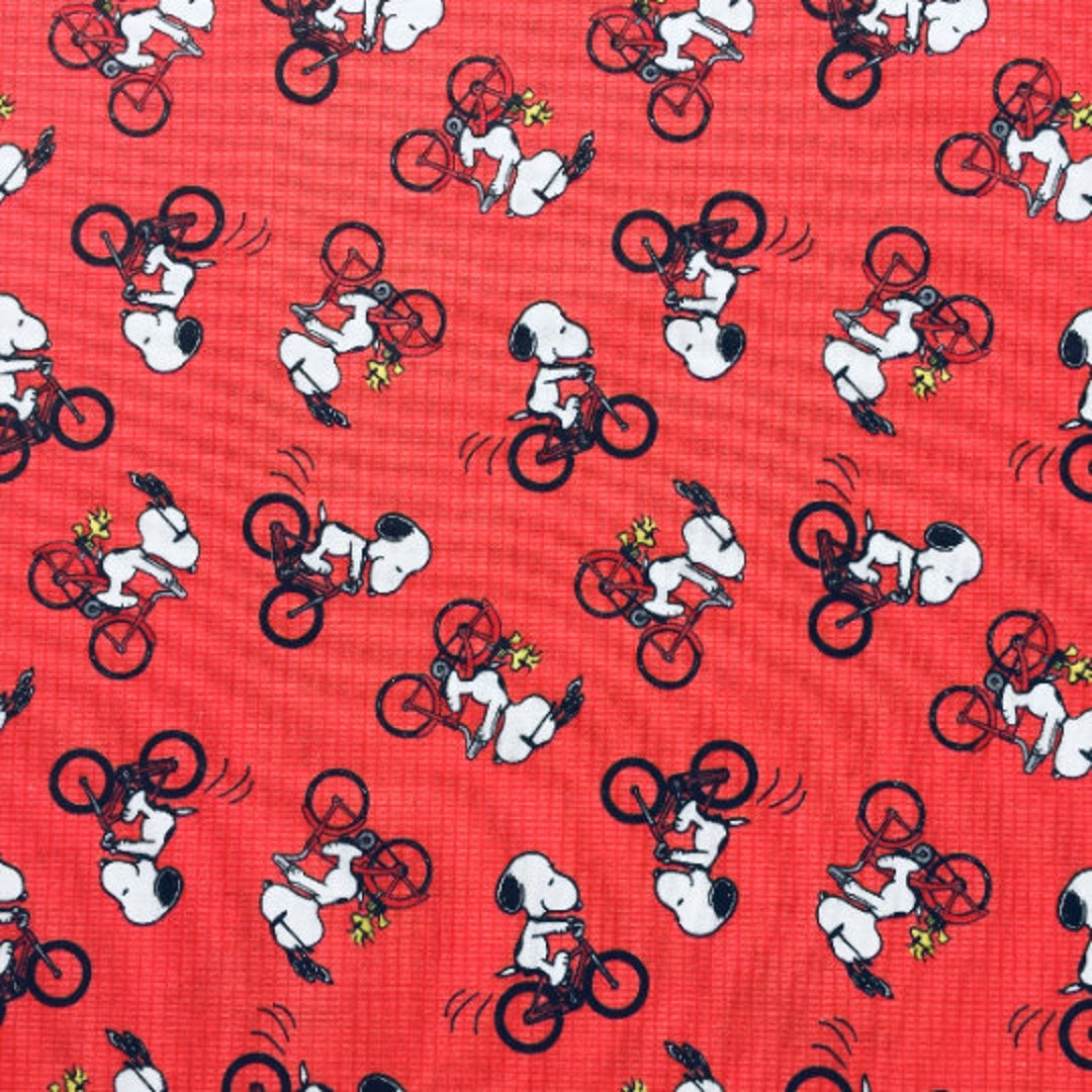 Snoopy Peanuts Bike Riding Charlie Brown Licensed Fabric 100% - Etsy