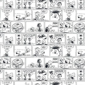Peanuts Black and White Comic Book 100% Cotton Fabric 3313 - Etsy
