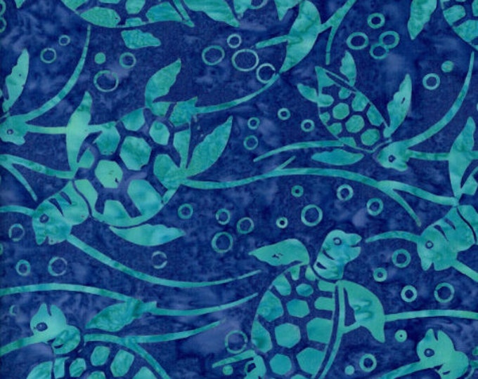 Indonesian Batik Indigo Blue Sea Turtles Double-side Printed 100% ...