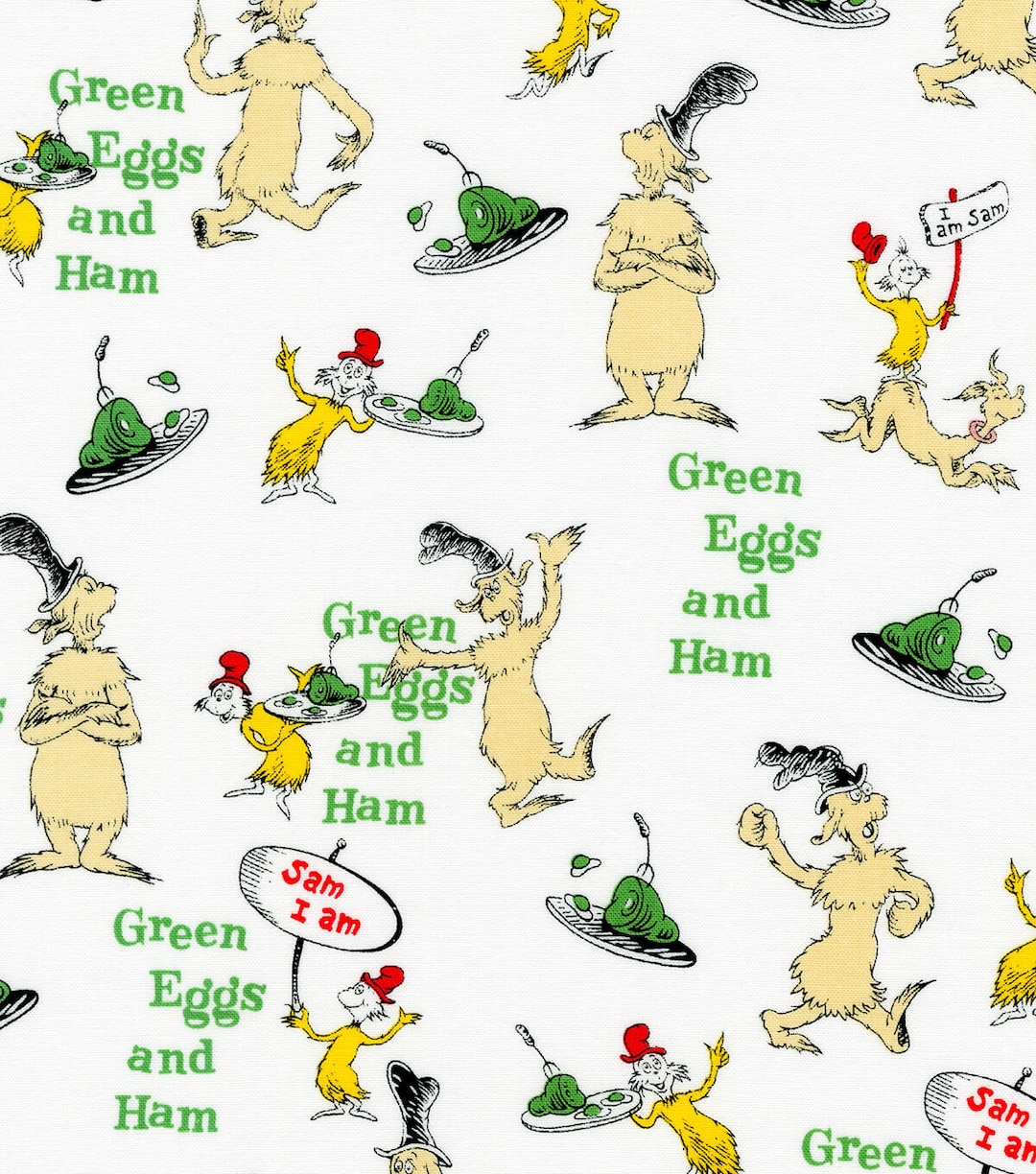 Celebrate Seuss Green Eggs and Ham I Am Sam 100% Cotton Fabric IN - Etsy UK