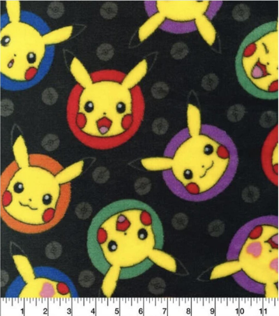 Pikachu Pokemon Fleece Micro Plush Fabric 36 X 56 One Yard (adjust ...