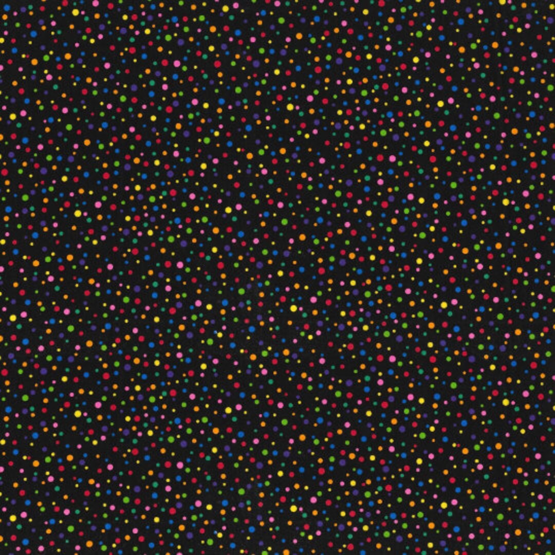 Colored Polka Dots on Black Calico 100% Cotton Fabric - 3427 - Etsy