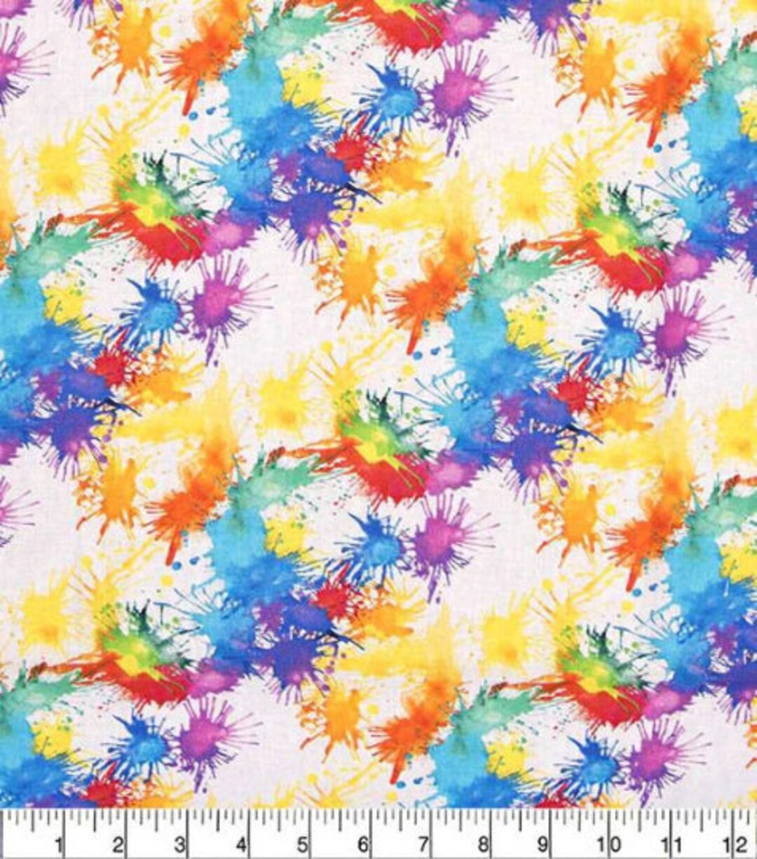 Paint Splatter on White Premium 100% Cotton Fabric-in - Etsy