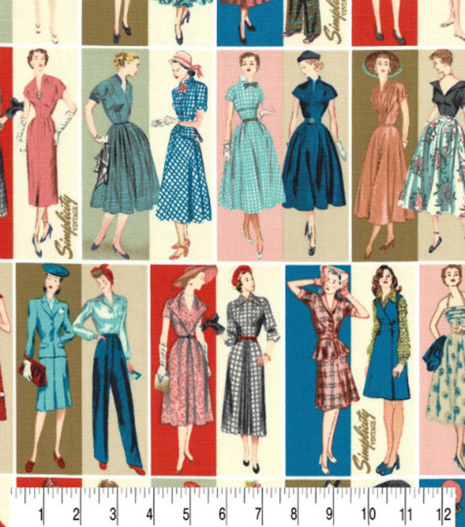 Vintage Fashion Show Dress Pattern 100% Cotton Fabric - Etsy