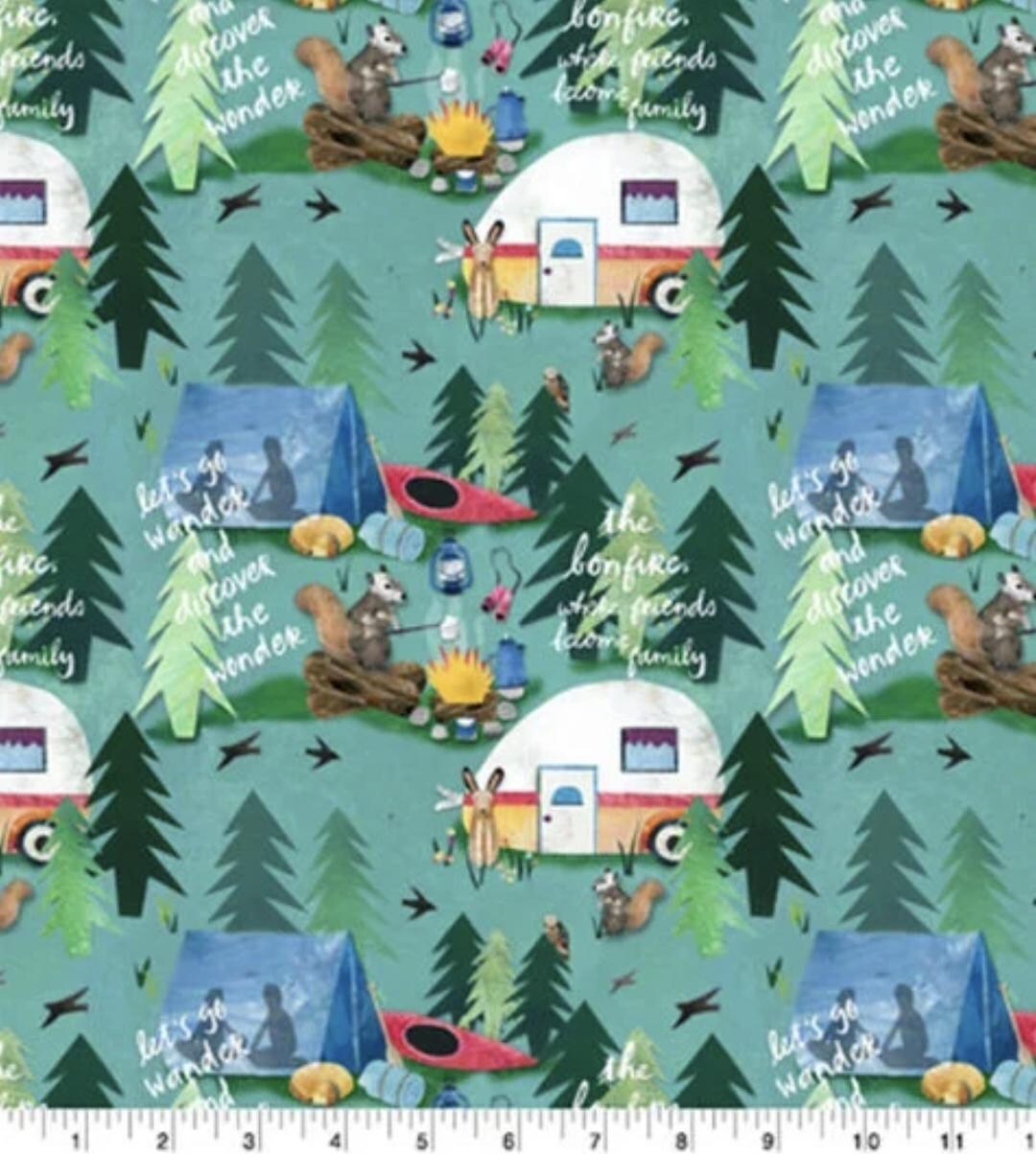 Camping Trailers Lets Wonder Discover Wonder 100% Cotton Fabric R3386 ...