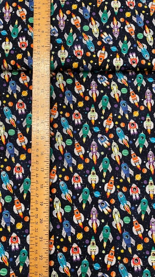 Rocket Planets in Space Novelty Fabric 100% Cotton Fabric 3542 - Etsy