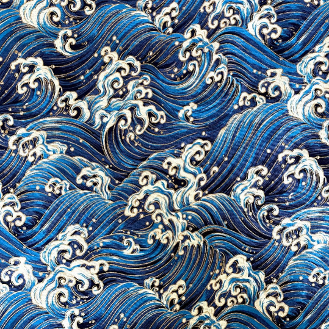 Premium the Great Wave off Kanagawa Gold Metallic Ocean Waves Japanese ...