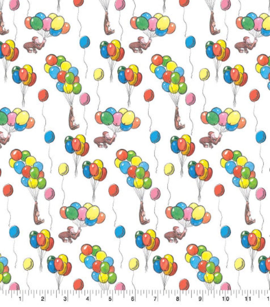 Curious George Rainbow Balloon Licensed Fabric 100% Cotton Fabric - Etsy