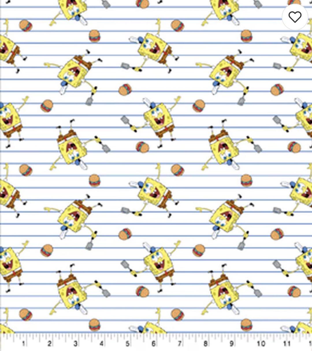 Spongebob Squarepants BBQ Hamburger on Notebook 100% Cotton Fabric 3892 ...