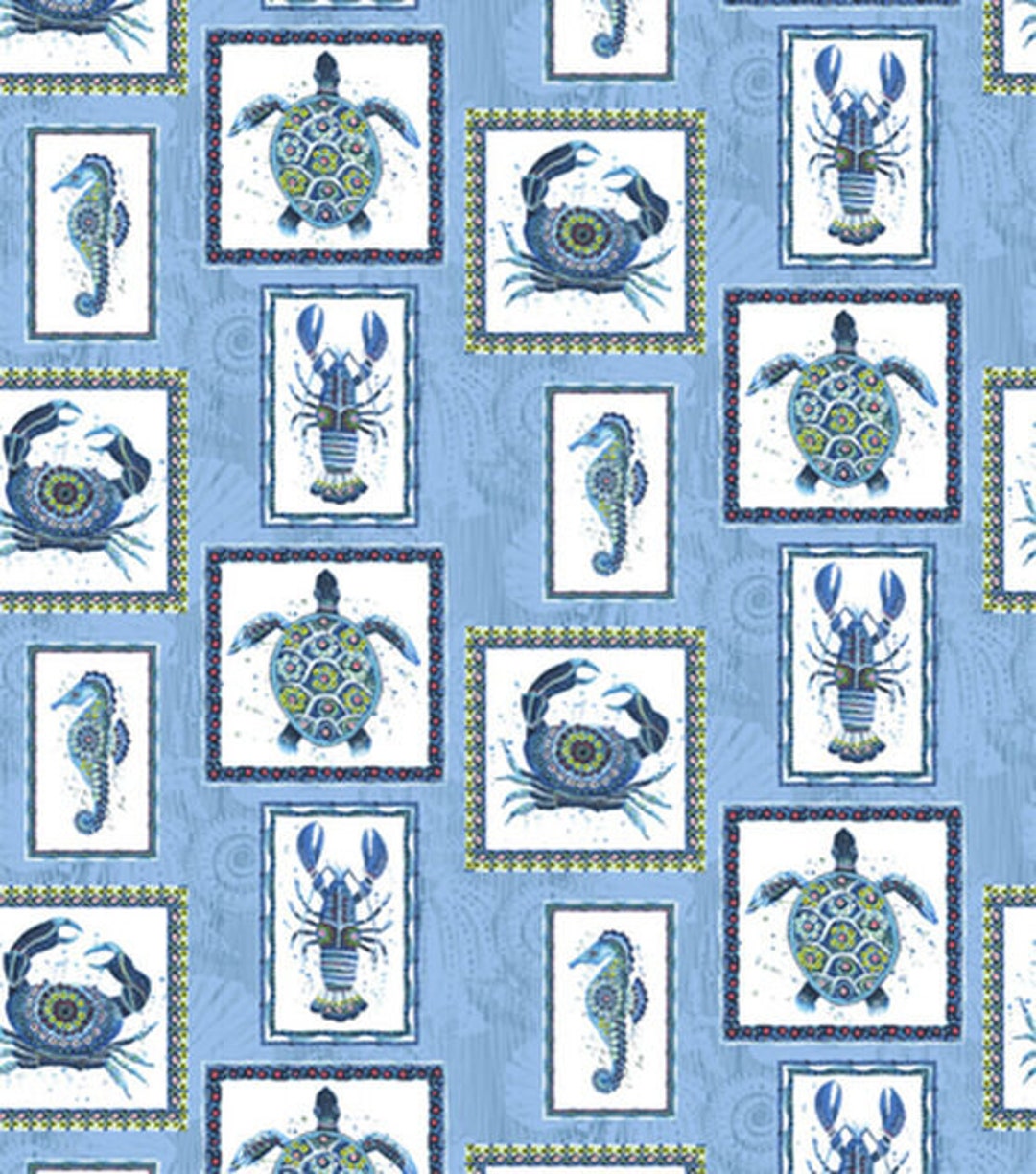 Sea Turtles Seashores Crabs Lobsters Patches 100% Cotton Fabric 3597 - Etsy