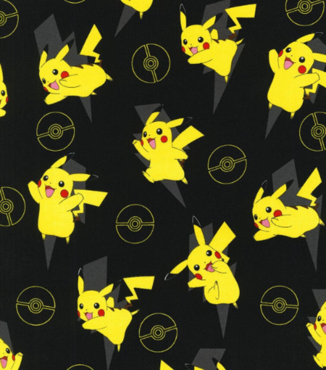 Pokemon Pikachu Moody Yellow & Black Polemon Go 100% Cotton Fabric - Etsy