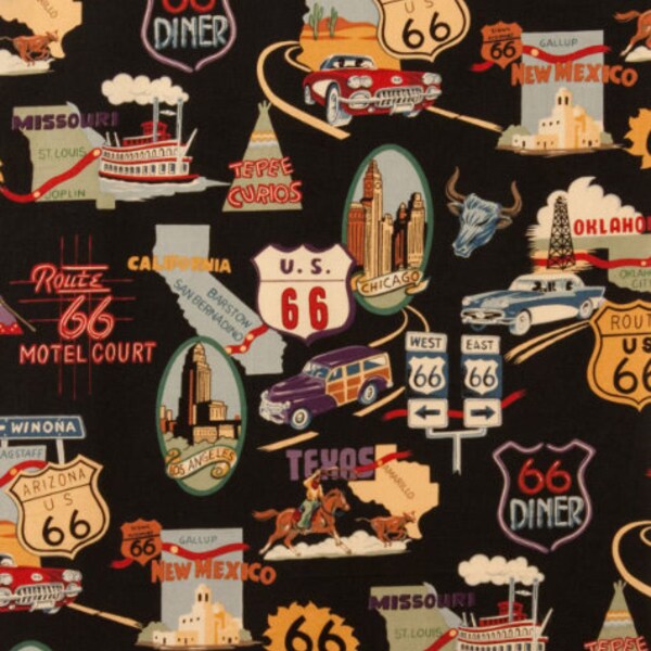 Route 66 Fabric - Etsy