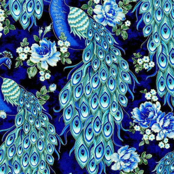 Peacock Print Fabric - Etsy