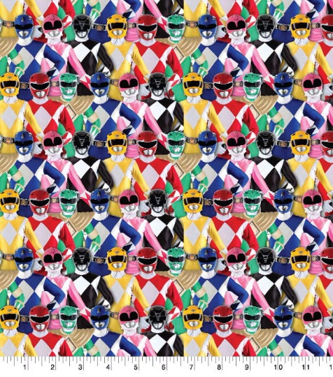 Mighty Morphin Power Rangers Superhero Vintage 100% Cotton Licensed ...