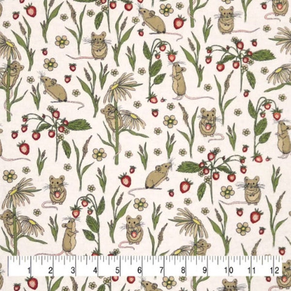 Mouse and Strawberry Fabric - Etsy