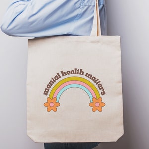Mental Health Matters Tote Bag Aesthetic, Retro Tote Bag, Eco Friendly ...