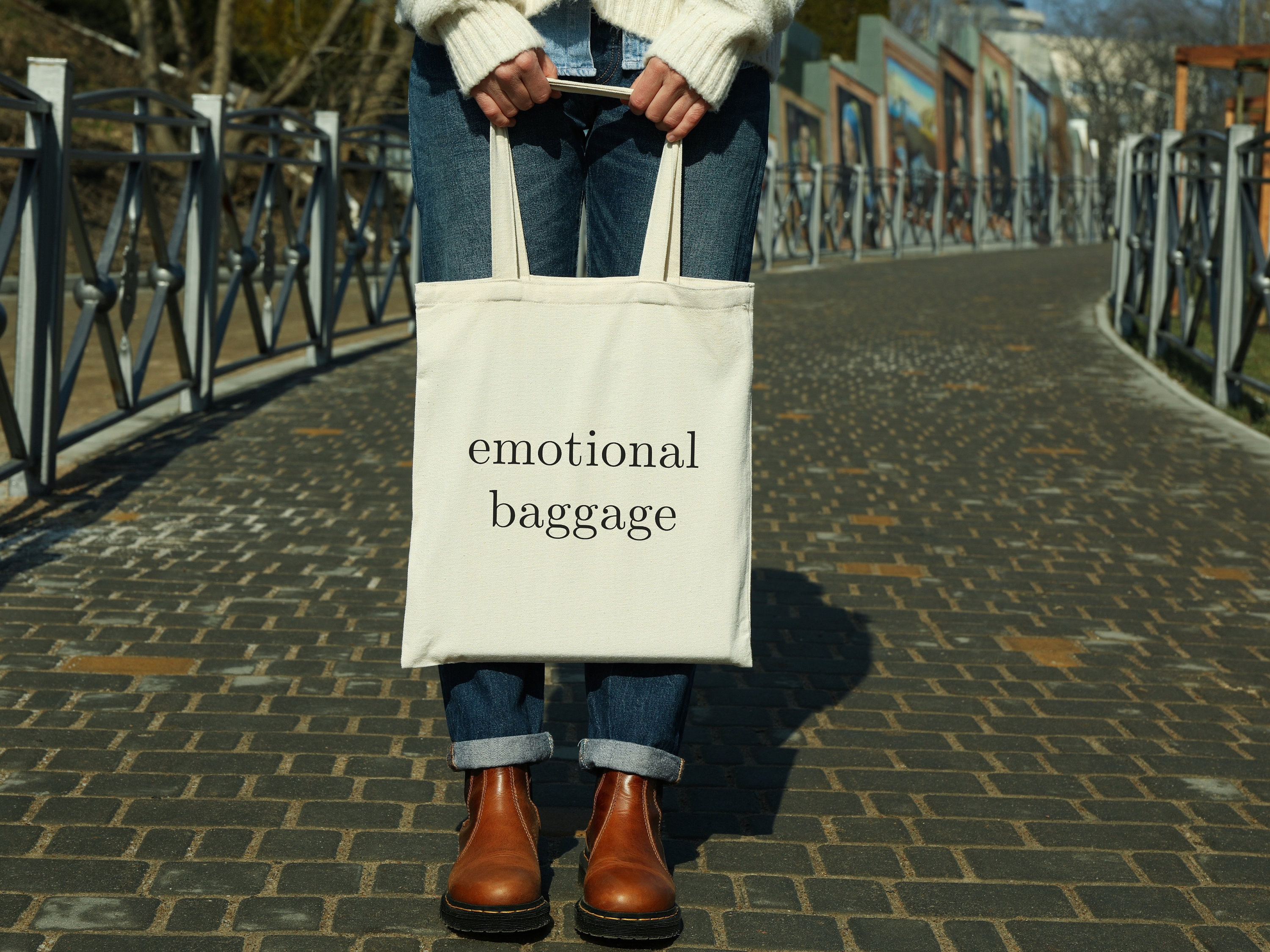 Emotional Baggage Tote Bag, Mental Health, Eco Friendly Reusable Canvas ...