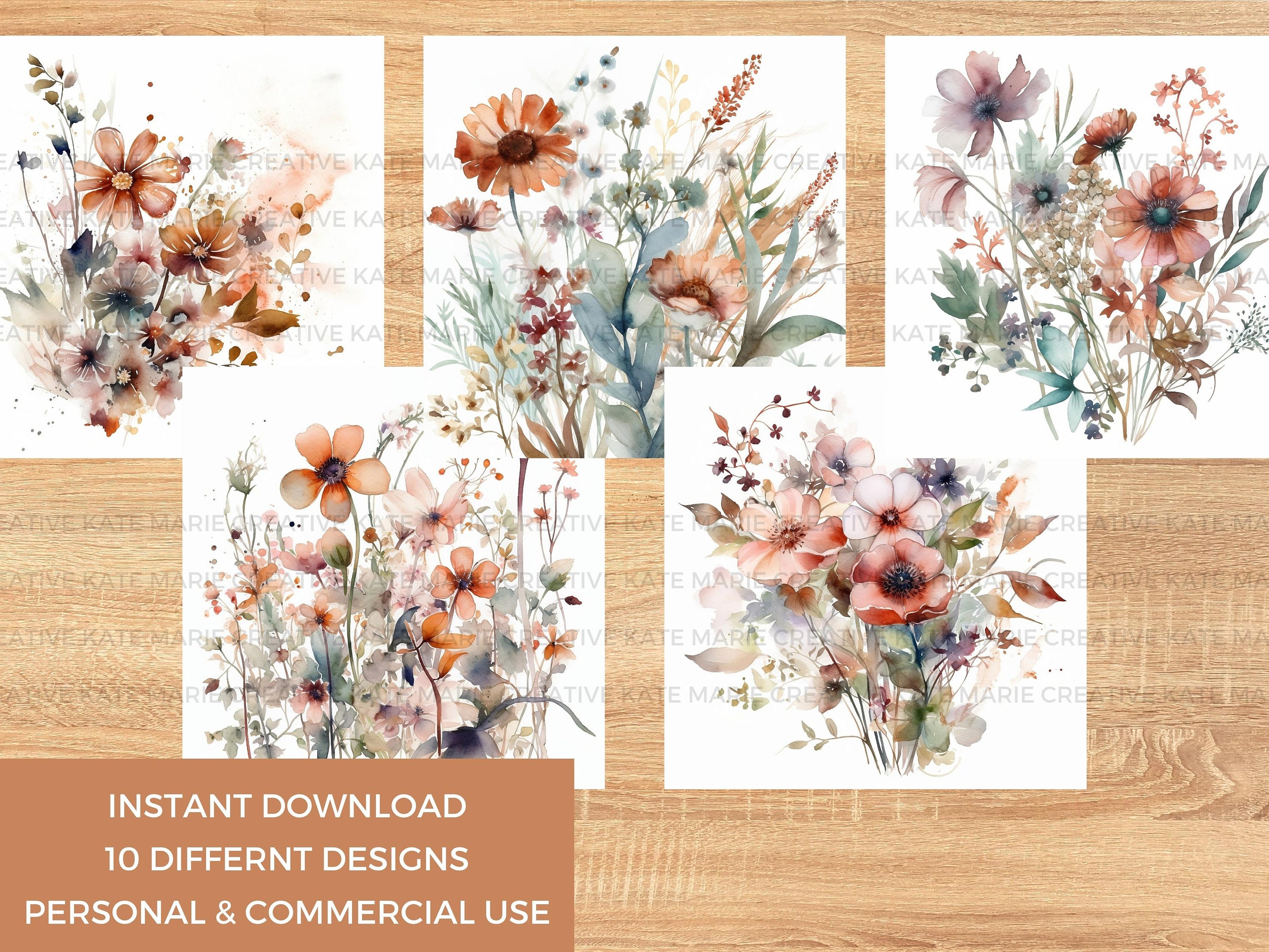 Pastel Watercolor Flowers Digital Paper Watercolor - Etsy